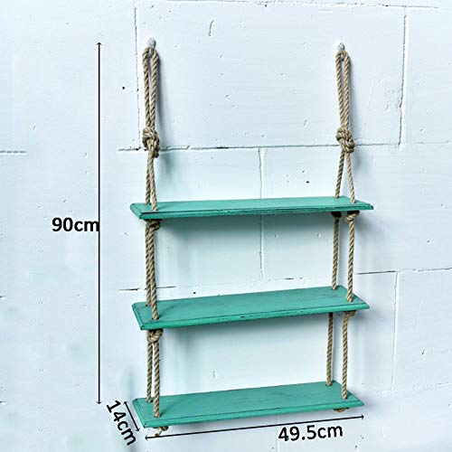 PIBM Stylish Simplicity Shelf Wall Mounted Floating Rack Shelves Wooden Store Display 1 Layer/ 2 Layers / 3 Layers / 4 Layers,4 Colors, Green , 49.5X14X90cm