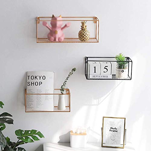 PIBM Stylish Simplicity Shelf Wall Mounted Floating Rack Shelves Iron Art Storage Storage Dorm Room Clothing Store Coffee Shop Bearing Strong,2 Colours,3 Sizes, Black , 29.5x12.5x12.5cm