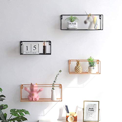 PIBM Stylish Simplicity Shelf Wall Mounted Floating Rack Shelves Iron Art Storage Storage Dorm Room Clothing Store Coffee Shop Bearing Strong,2 Colours,3 Sizes, Black , 29.5x12.5x12.5cm