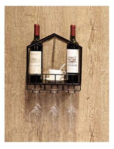 stylish simplicity wine rack wall-mounted wine rack and glass holder,vintage pine wood and wrought iron combination, home and kitchen bar decoration accessories, multi-style color size optional , pib