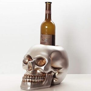 pibm stylish simplicity european retro personality skull shape wine rack resin silver crafts home desktop porch ornaments bar decorations beautiful and elegant