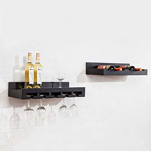 PIBM Stylish Simplicity Wine Shelf Wall-Mounted Wine Rack Bottle Holder Champagne Glass Locker Floating Shelf, b