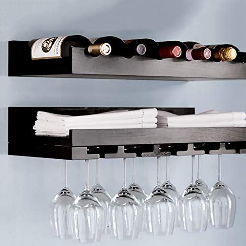 PIBM Stylish Simplicity Wine Shelf Wall-Mounted Wine Rack Bottle Holder Champagne Glass Locker Floating Shelf, b