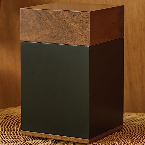 AspenStudio Walnut Wood Urn for Human Cremation Funeral Handcrafted Solid Wood Urn with Bag for Storage for Adult Human Ash Ashes Urn Decorative Urns with lids TSA Approved Solid Wooden urn