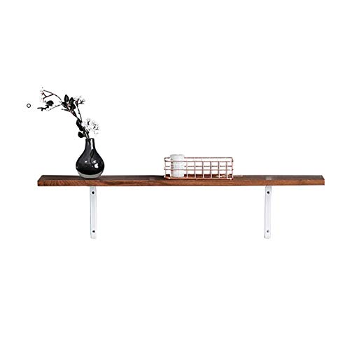 PIBM Stylish Simplicity Shelf Wall Mounted Floating Rack Shelves Iron Bracket Solid Wood Multifunction Living Room Study Simple Easy to Clean,3 Sizes, Brown , 40x20x20cm