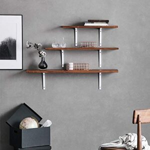 PIBM Stylish Simplicity Shelf Wall Mounted Floating Rack Shelves Iron Bracket Solid Wood Multifunction Living Room Study Simple Easy to Clean,3 Sizes, Brown , 40x20x20cm