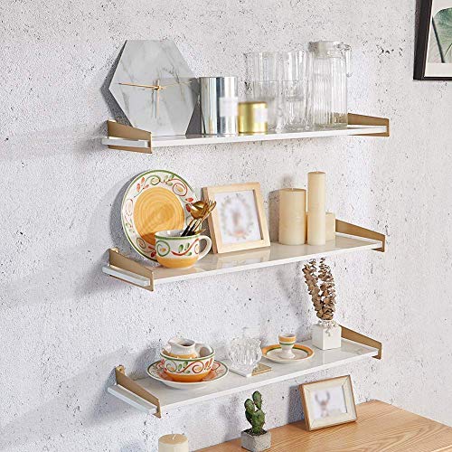 PIBM Stylish Simplicity Shelf Wall Mounted Floating Rack Shelves Artificial Marble Simple Metal Bracket Tv Backdrop High Capacity Living Room Kitchen Bathroom,9 Sizes, a , 100X15cm