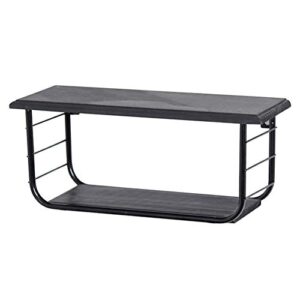 pibm stylish simplicity shelf wall mounted floating rack shelves iron art solid wood simple storage dormitory bearing strong,2 colours,3 sizes, black , 34x12x14.3cm