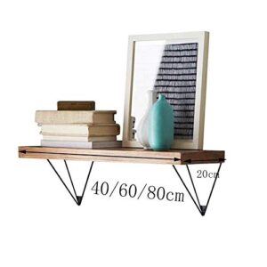 PIBM Stylish Simplicity Shelf Wall Mounted Floating Rack Shelves Solid Wood Iron Art Bookshelf Flower Stand Background Wall Multifunction,3 Sizes, Wood ,