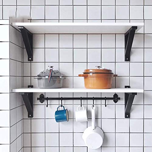 PIBM Stylish Simplicity Shelf Wall Mounted Floating Rack Shelves Simple Grocery Rack Wear Resistant Storage Bookshelf Kitchen Living Room,2 Colors,2 Sizes, White ,