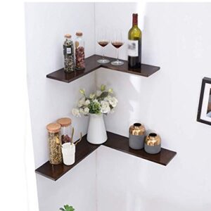 PIBM Stylish Simplicity Shelf Wall Mounted Floating Rack Shelves Oak Angle Frame Waterproof Multifunction Living Room Bearing Strong,2 Colours,2 Sizes, Black Walnut , 60x15cm