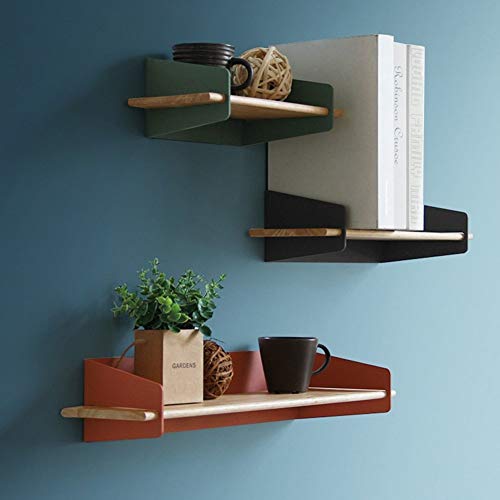 PIBM Stylish Simplicity Shelf Wall Mounted Floating Rack Wooden Collections Living Room Creative,3 Sizes,6 Colors Avaliable, Green , 20X10X13cm