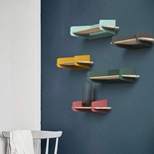 PIBM Stylish Simplicity Shelf Wall Mounted Floating Rack Wooden Collections Living Room Creative,3 Sizes,6 Colors Avaliable, Green , 20X10X13cm