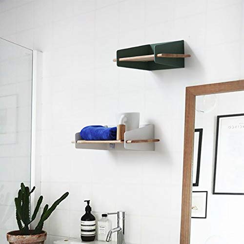 PIBM Stylish Simplicity Shelf Wall Mounted Floating Rack Wooden Collections Living Room Creative,3 Sizes,6 Colors Avaliable, Green , 20X10X13cm