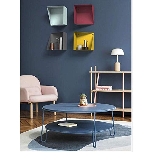 PIBM Stylish Simplicity Shelf Wall Mounted Floating Rack Shelves Retro Metal Simple Bookshelf Bevel Background Wall,4 Colors, Yellow , 30x20x30cm