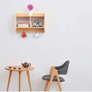 PIBM Stylish Simplicity Shelf Wall Mounted Floating Rack Shelves Storage Shelves Wooden Bookshelf Solid Hook up Bedroom Bearing Strong,2 Sizes,2/3 Grid, Wood , 60x19.5x41cm