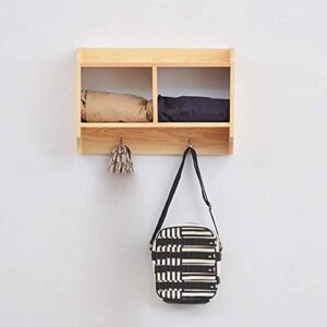 PIBM Stylish Simplicity Shelf Wall Mounted Floating Rack Shelves Storage Shelves Wooden Bookshelf Solid Hook up Bedroom Bearing Strong,2 Sizes,2/3 Grid, Wood , 60x19.5x41cm