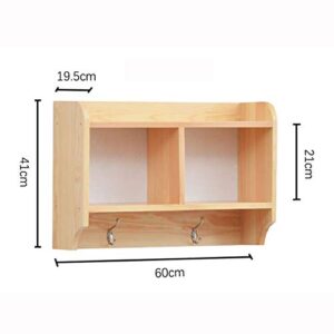 PIBM Stylish Simplicity Shelf Wall Mounted Floating Rack Shelves Storage Shelves Wooden Bookshelf Solid Hook up Bedroom Bearing Strong,2 Sizes,2/3 Grid, Wood , 60x19.5x41cm