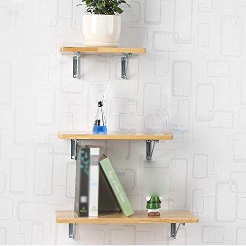 PIBM Stylish Simplicity Shelf Wall Mounted Floating Rack Shelves Solid Wood Clapboard Triangular Bracket Multifunction Easy to Wipe Foldable,3 Sizes, Wood ,