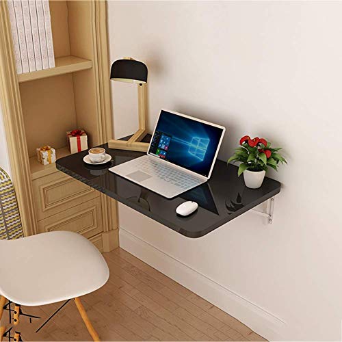 PIBM Stylish Simplicity Shelf Wall Mounted Floating Rack Shelves Foldable Computer Desk Simple Stable Save Space Bearing Strong,12 Sizes,5 Colors, Black , 120X50cm