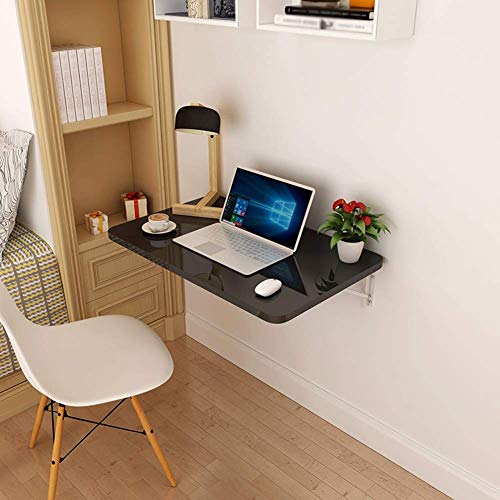 PIBM Stylish Simplicity Shelf Wall Mounted Floating Rack Shelves Foldable Computer Desk Simple Stable Save Space Bearing Strong,12 Sizes,5 Colors, Black , 120X50cm