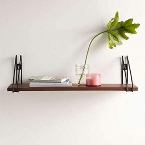 PIBM Stylish Simplicity Shelf Wall Mounted Floating Rack Shelves Iron Art Solid Wood Hook up Towel Rack Kitchen,4 Sizes,2 Styles, A60x18x15cm