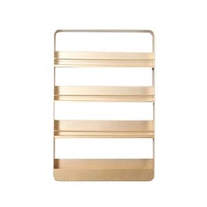 pibm stylish simplicity shelf wall mounted floating rack shelves gold perfume bathroom nail shop multifunction show storage guardrail,4 layers, metallic , 30x7x50cm