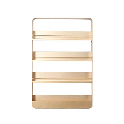 PIBM Stylish Simplicity Shelf Wall Mounted Floating Rack Shelves Gold Perfume Bathroom Nail Shop Multifunction Show Storage Guardrail,4 Layers, Metallic , 30x7x50cm