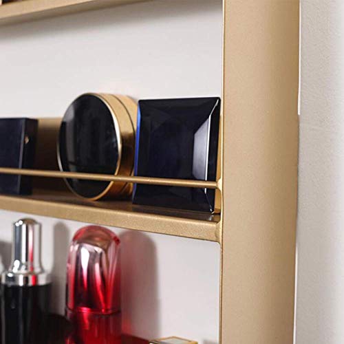 PIBM Stylish Simplicity Shelf Wall Mounted Floating Rack Shelves Gold Perfume Bathroom Nail Shop Multifunction Show Storage Guardrail,4 Layers, Metallic , 30x7x50cm