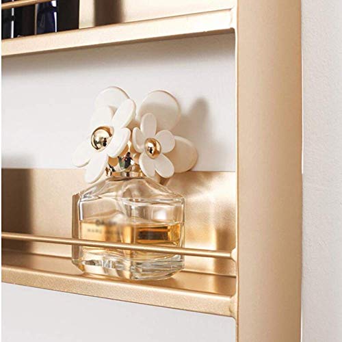 PIBM Stylish Simplicity Shelf Wall Mounted Floating Rack Shelves Gold Perfume Bathroom Nail Shop Multifunction Show Storage Guardrail,4 Layers, Metallic , 30x7x50cm