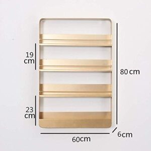 PIBM Stylish Simplicity Shelf Wall Mounted Floating Rack Shelves Gold Perfume Bathroom Nail Shop Multifunction Show Storage Guardrail,4 Layers, Metallic , 30x7x50cm