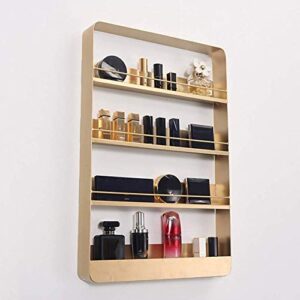 PIBM Stylish Simplicity Shelf Wall Mounted Floating Rack Shelves Gold Perfume Bathroom Nail Shop Multifunction Show Storage Guardrail,4 Layers, Metallic , 30x7x50cm