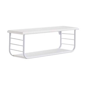 pibm stylish simplicity shelf wall mounted floating rack shelves iron art solid wood simple storage dormitory bearing strong,2 colours,3 sizes, white , 34x12x14.3cm