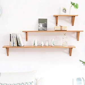 PIBM Stylish Simplicity Shelf Wall Mounted Floating Rack Shelves Storage Shelf Simple Modern Triangle Fixed Wear Resistant Durable Bookshelf,5 Sizes, Wood Color , 120x20x8cm