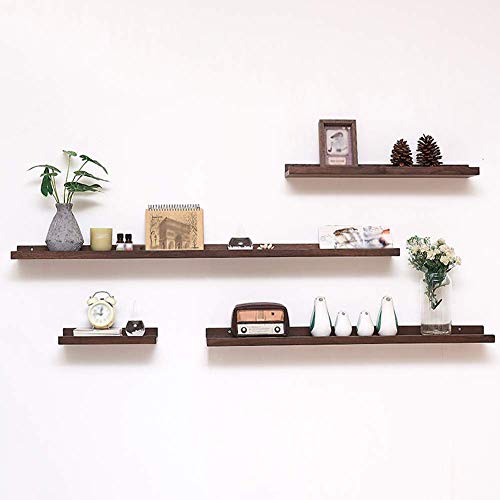 PIBM Stylish Simplicity Shelf Wall Mounted Floating Rack Shelves Solid Wood Tv Wall Bookshelf Save Space Bearing Strong Easy to Clean Bedroom, Black Walnut , 30x15cm