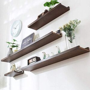 PIBM Stylish Simplicity Shelf Wall Mounted Floating Rack Shelves Solid Wood Tv Wall Bookshelf Save Space Bearing Strong Easy to Clean Bedroom, Black Walnut , 30x15cm