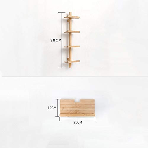 PIBM Stylish Simplicity Shelf Wall Mounted Floating Rack Shelves Solid Wood Display Bedroom Books Potted Plants Background Wall,3 Sizes Avaliable, 98x25x12cm