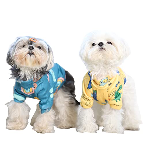 Plemonet Pet Dog Clothes Dog Sweatshirt Dog Cute Sweatshirt Dog Sweatshirt with Leash Hole Cat Sweatshirt Dog Fashion Dog Jumper Dog Sweater Cartoon Style (Yellow, X-Large)