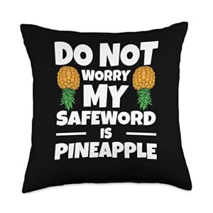 swinger upside down pineapple apparel my safeword is pineapple upside down swinger men women throw pillow, 18x18, multicolor