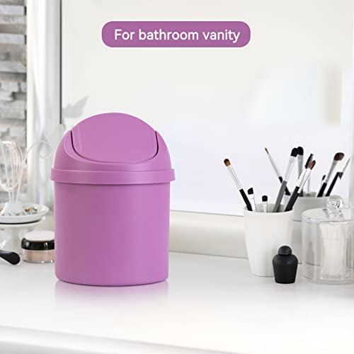 HERCHR Mini Trash Can with Lid, Mini Wastebasket Trash Can Tiny Countertop Garbage Bin Tiny Countertop Trash Can with Swing Lid for Home Office