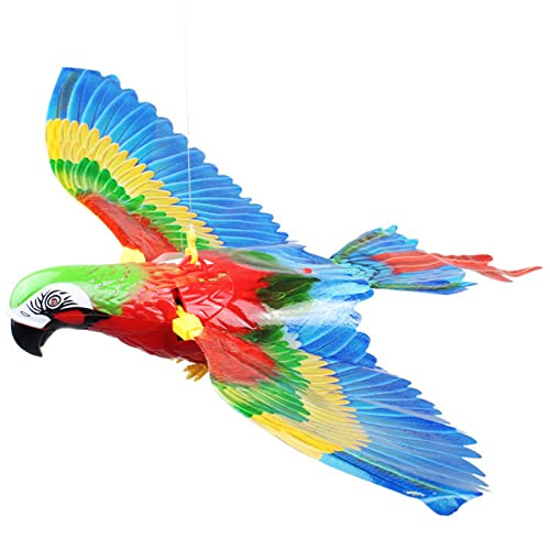 Syneyper Simulated Birds Hanging Pet Toy Chirping Bird Cat Toys Toy Sound and Light Parrot Electric Flying Bird 360 Rotation Wet Puppy Food Small Breed Organic (C, One Size)