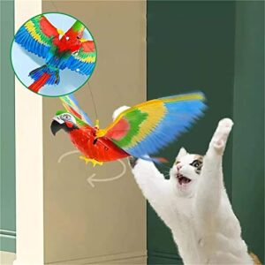 Syneyper Simulated Birds Hanging Pet Toy Chirping Bird Cat Toys Toy Sound and Light Parrot Electric Flying Bird 360 Rotation Wet Puppy Food Small Breed Organic (C, One Size)