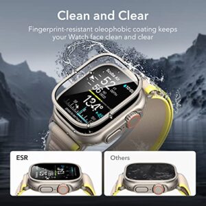 ESR Armorite Screen Protector for Apple Watch Ultra 2/1 (2023/2022, 49 mm), Military Grade Protection, Tempered Glass Protector with Stainless-Steel Frame, Keep Original, Scratch Resistant, 2 Pack