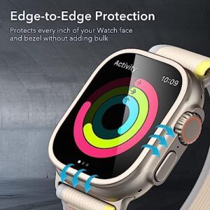 ESR Armorite Screen Protector for Apple Watch Ultra 2/1 (2023/2022, 49 mm), Military Grade Protection, Tempered Glass Protector with Stainless-Steel Frame, Keep Original, Scratch Resistant, 2 Pack