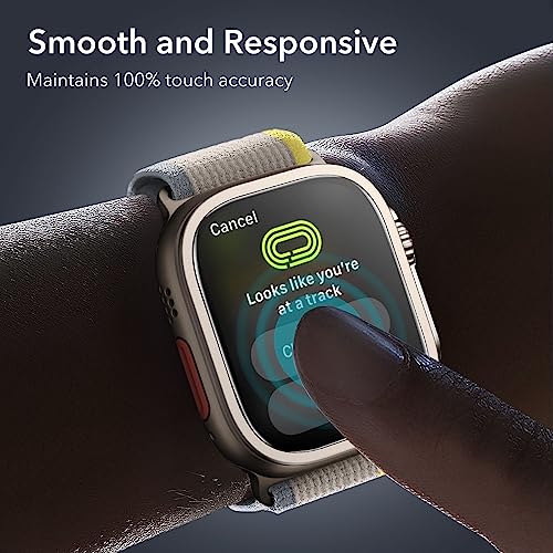 ESR Armorite Screen Protector for Apple Watch Ultra 2/1 (2023/2022, 49 mm), Military Grade Protection, Tempered Glass Protector with Stainless-Steel Frame, Keep Original, Scratch Resistant, 2 Pack