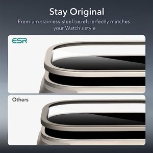 ESR Armorite Screen Protector for Apple Watch Ultra 2/1 (2023/2022, 49 mm), Military Grade Protection, Tempered Glass Protector with Stainless-Steel Frame, Keep Original, Scratch Resistant, 2 Pack