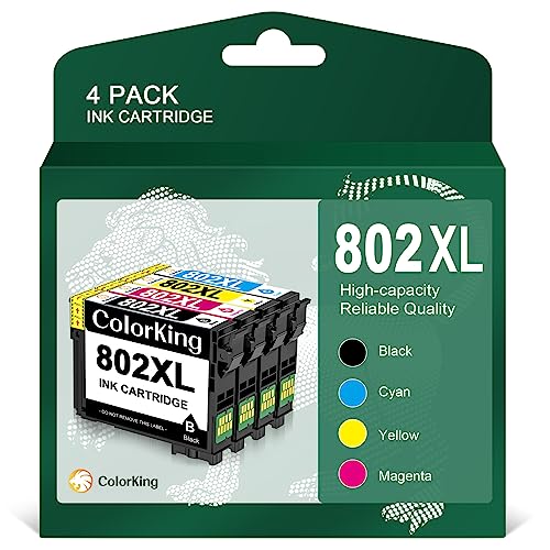 802XL Ink Cartridges Remanufactured Replacement for Epson 802 Ink Cartridges Combo Pack for Epson Workforce Pro WF-4740 WF-4730 WF-4720 WF-4734 EC-4020 EC-4030 Printer (T802 XL 4 Pack)