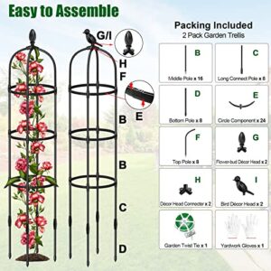 MYard 2 Pack Garden Obelisk Trellis, 6FT Tall Rustproof Climbing Plant Support, Garden Tower Trellis for Potted Plants Flowers Vegetable Vine Indoor Outdoor