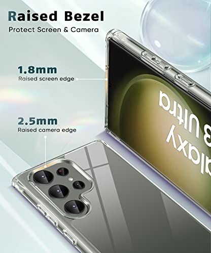 MIODIK Clear Case for Samsung Galaxy S23 Ultra, with Camera Lens Protector×2, [Military Grade Protective] [Non-Yellowing] Shockproof Slim Cover for S23 Ultra 5G 6.8 Inch 2023 (Transparent)