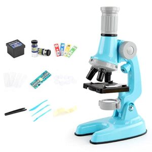 education microscope ergonomic handle 100x/600x/1200x handheld pocket microscope set enlarge led fill light blue